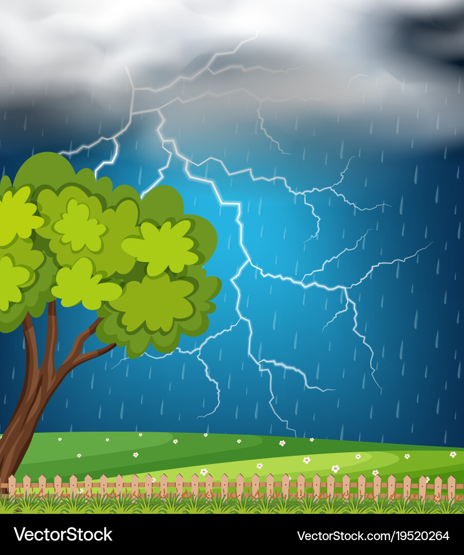 Background scene with thunder and rainstorm Vector Image