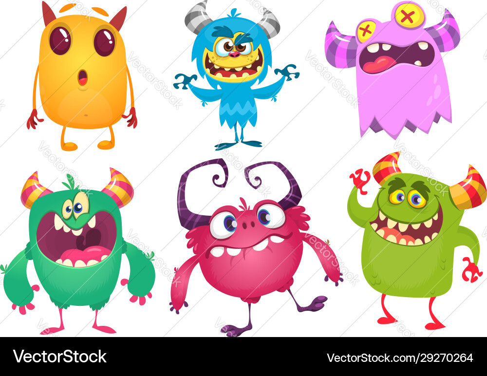 Cartoon monsters set for halloween Royalty Free Vector Image