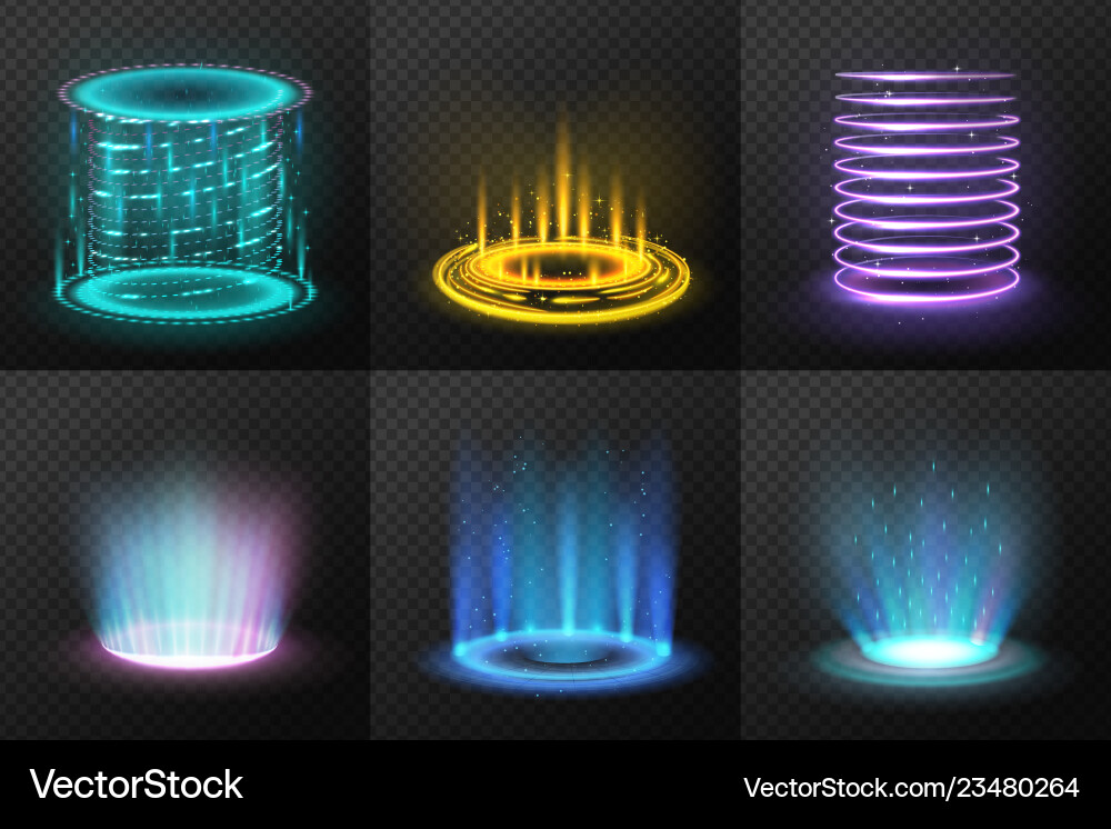 Colorful Magic Portal Set Royalty Free Vector Image