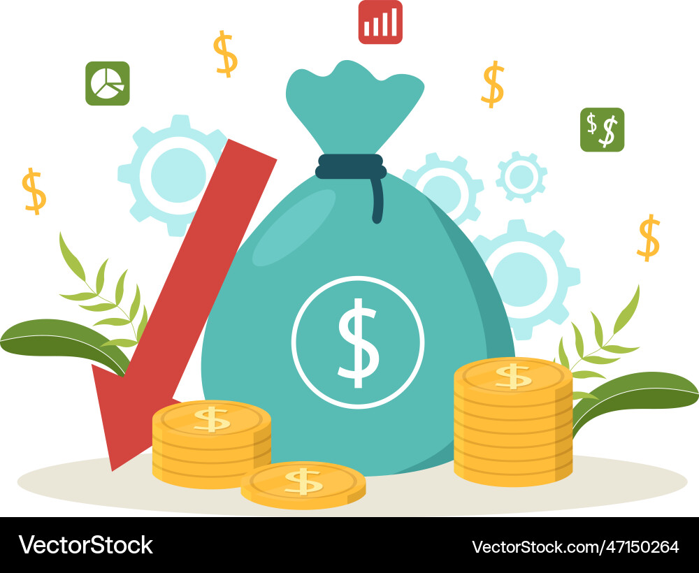 Cost reduction with decrease price minimising Vector Image