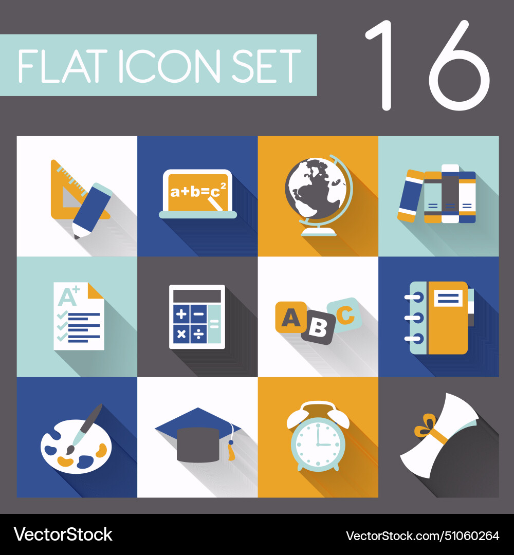 Education elements icon set Royalty Free Vector Image