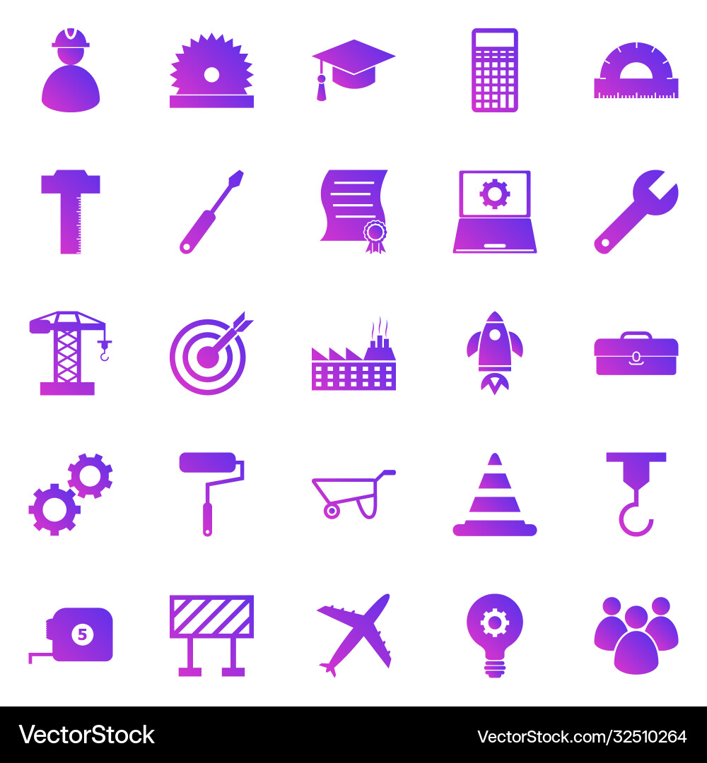 Engineering gradient icons on white background Vector Image