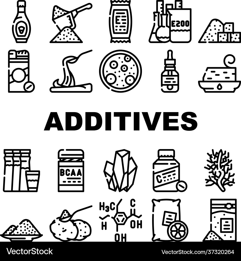 Food additives formula collection icons set Vector Image