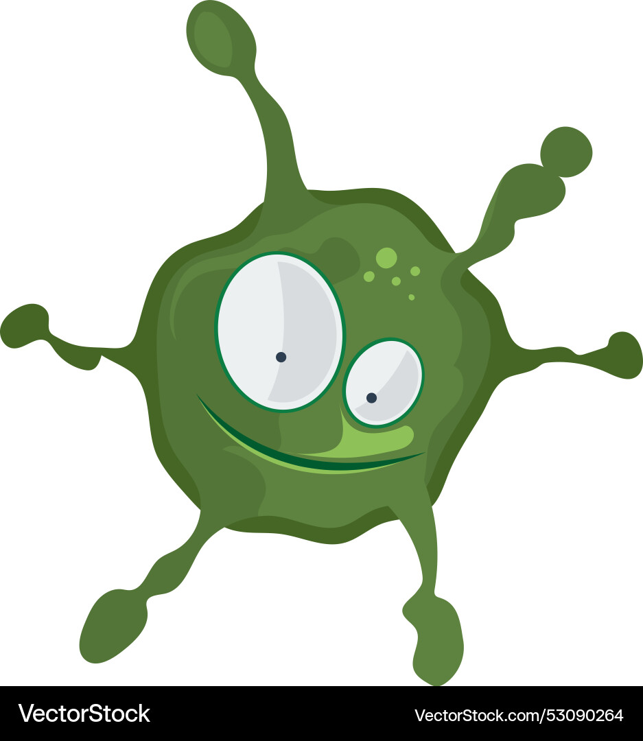 Green microbe cartoon disease infection germ Vector Image