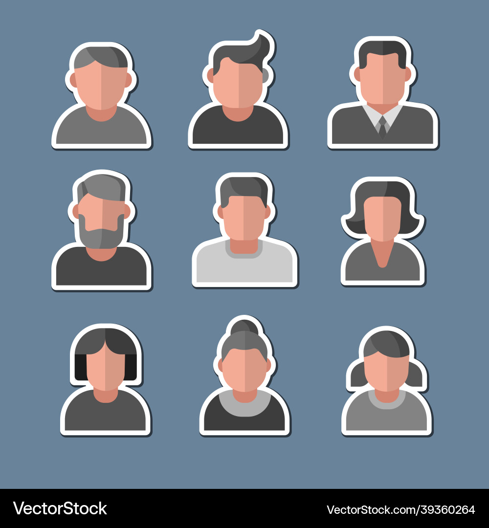 Human avatars stickers set Royalty Free Vector Image