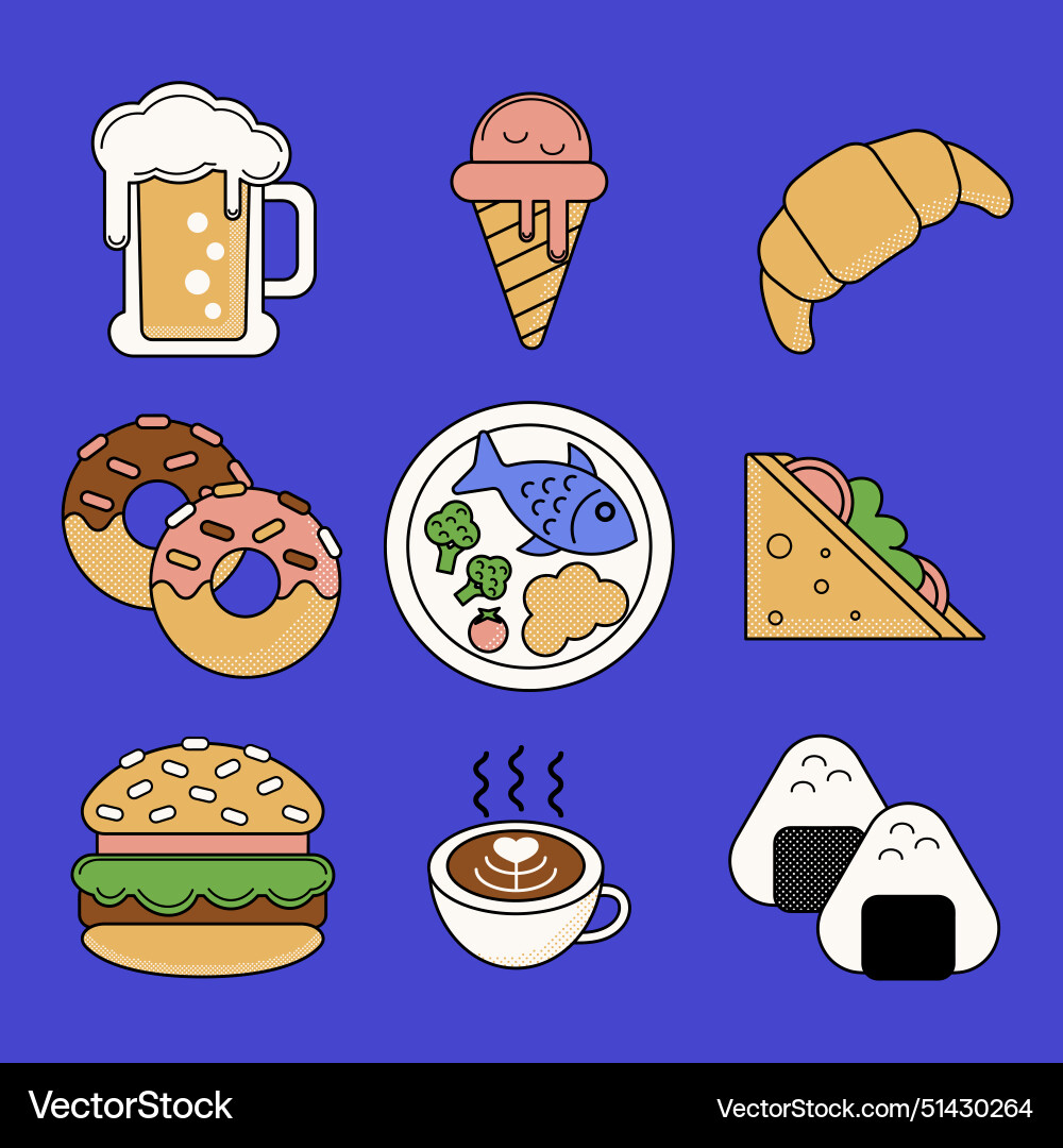 Lineal color food icon set Royalty Free Vector Image