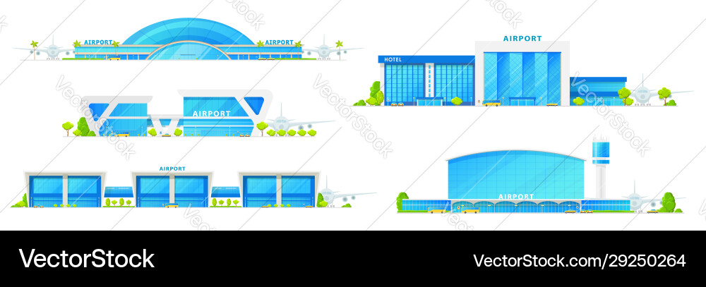 Modern airport passenger terminal buildings Vector Image