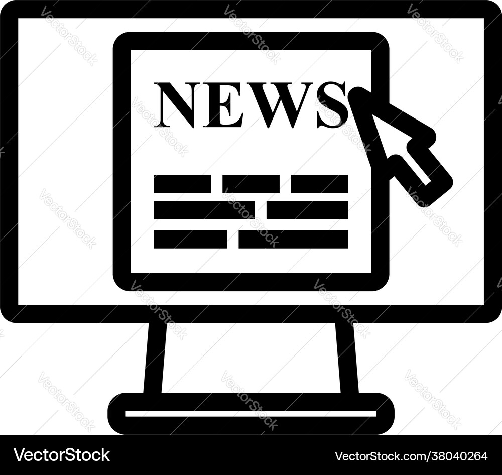Monitor with news icon Royalty Free Vector Image