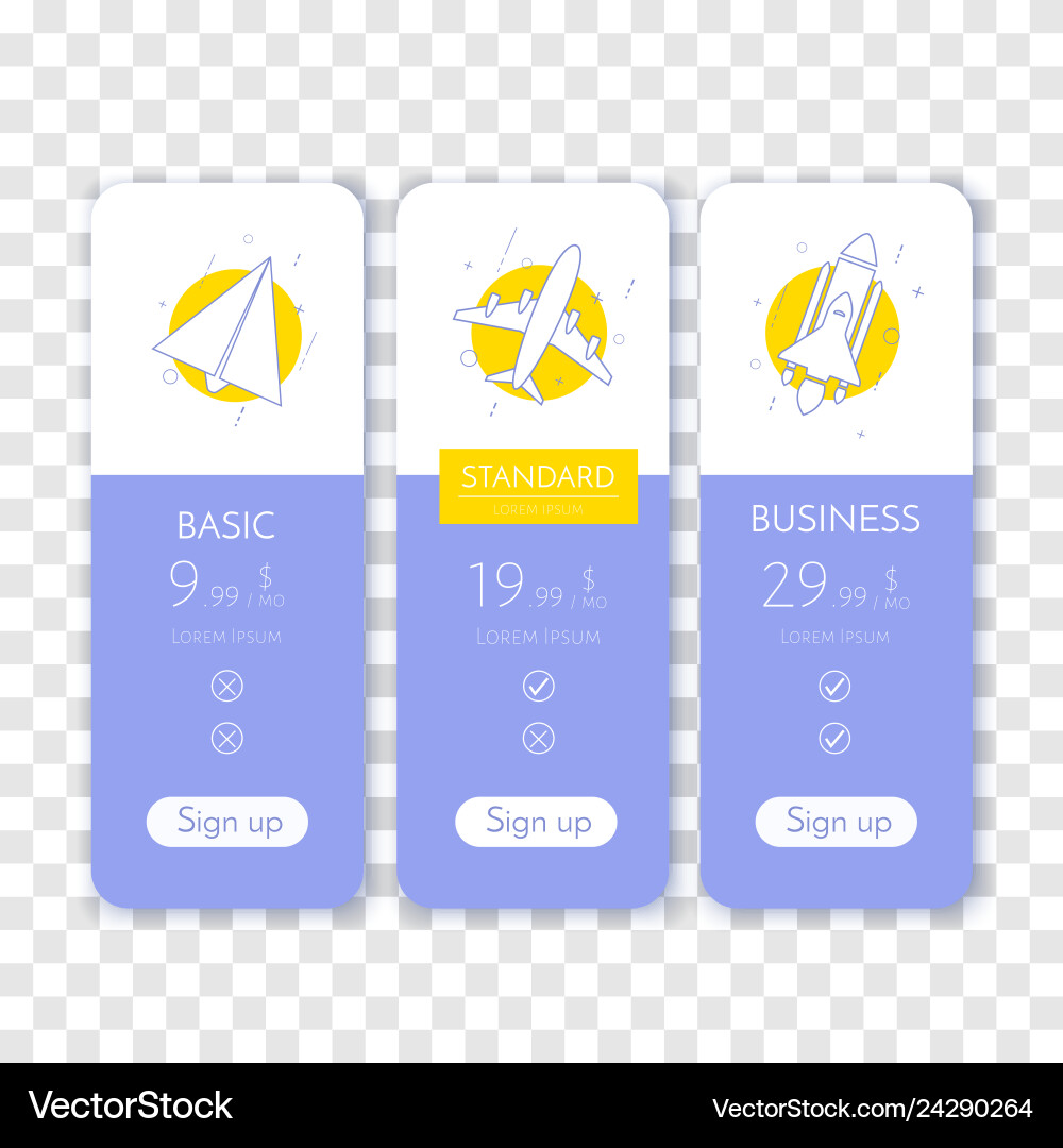Price table chart infographic of pricing Vector Image