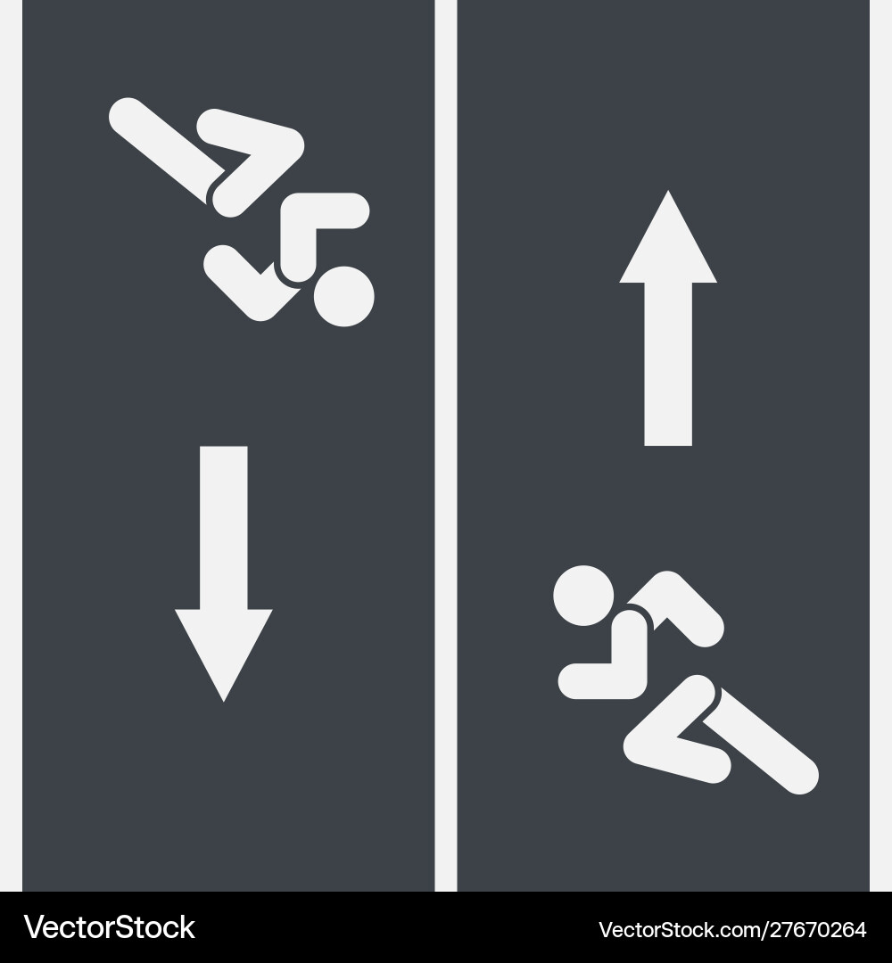 Running track and runner symbol on asphalt Vector Image