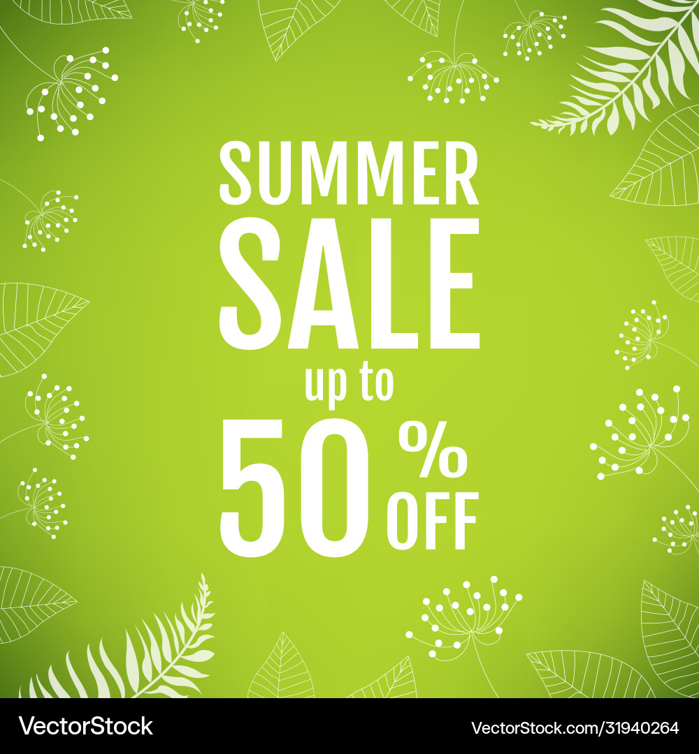 Summer sale poster with floral element Royalty Free Vector