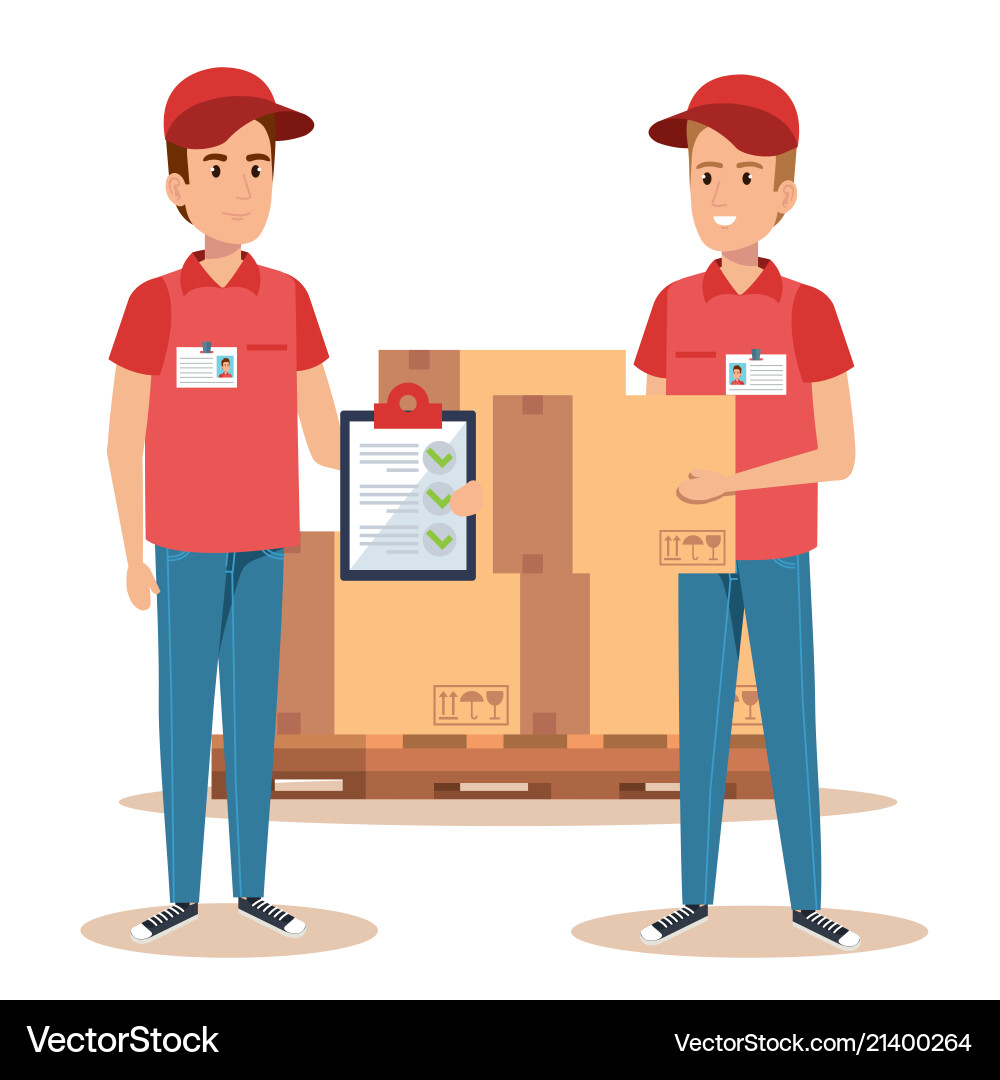 Team couriers characters delivery service Vector Image