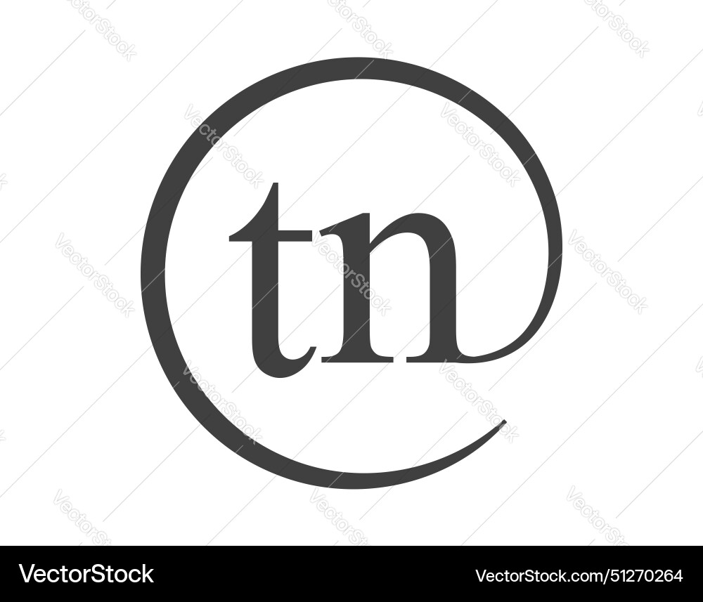 Tn logo from two letter with circle shape email Vector Image