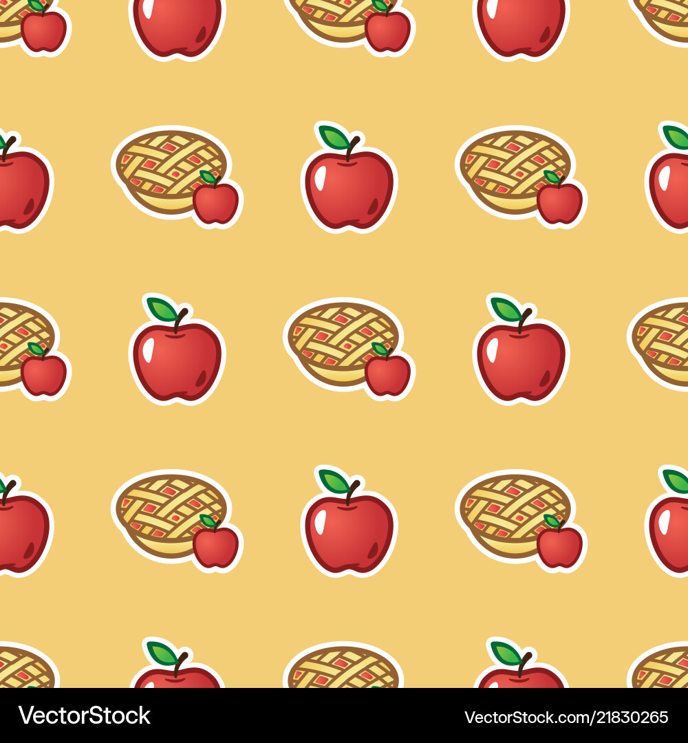 Apple pie on red pattern background sweet Vector Image