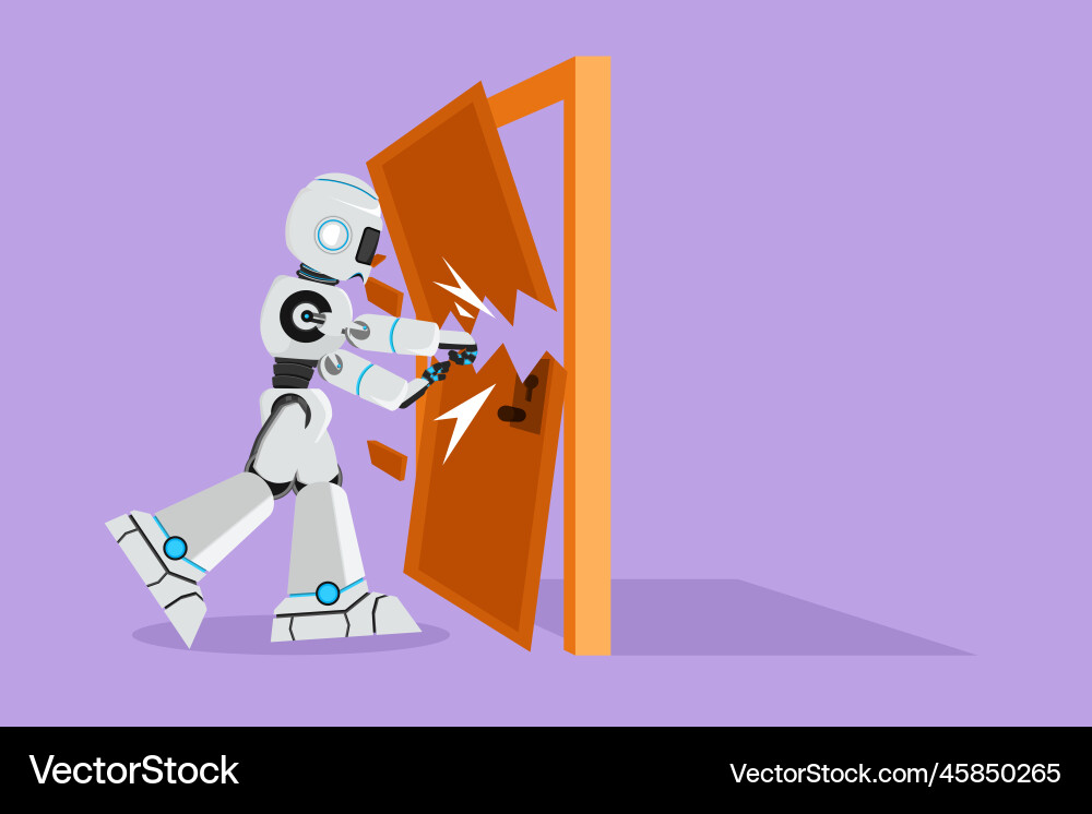 Cartoon flat style drawing robot punching Vector Image