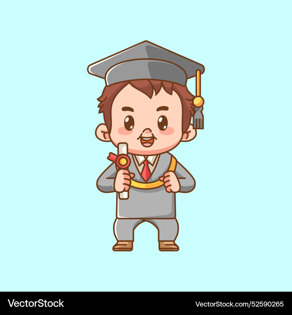 Cute graduation boy dancing kawaii chibi Vector Image