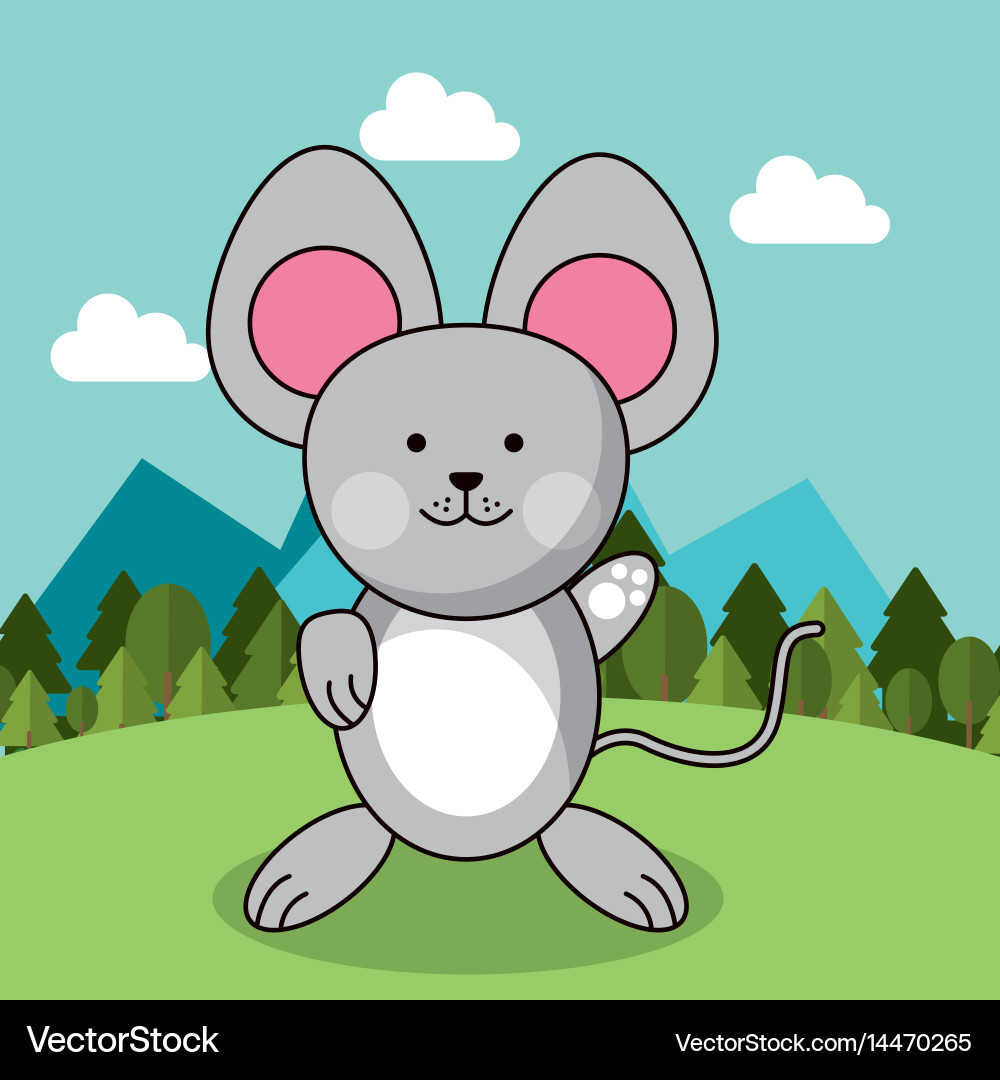 Cute mouse adorable landscape natural Royalty Free Vector