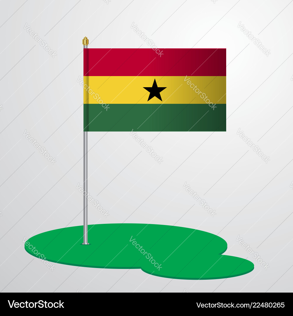Ghana flag pole Royalty Free Vector Image - VectorStock