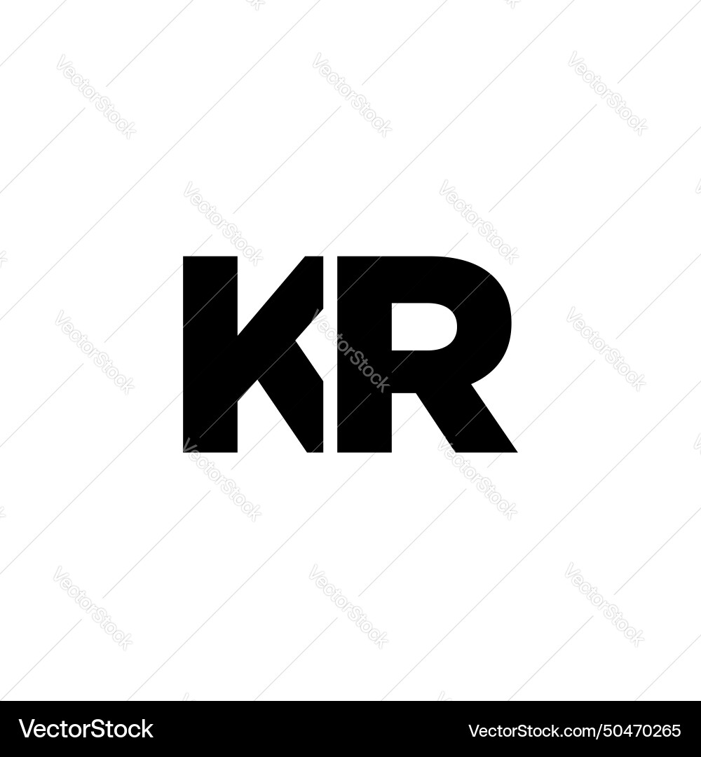 Letter k and r kr logo design template minimal Vector Image