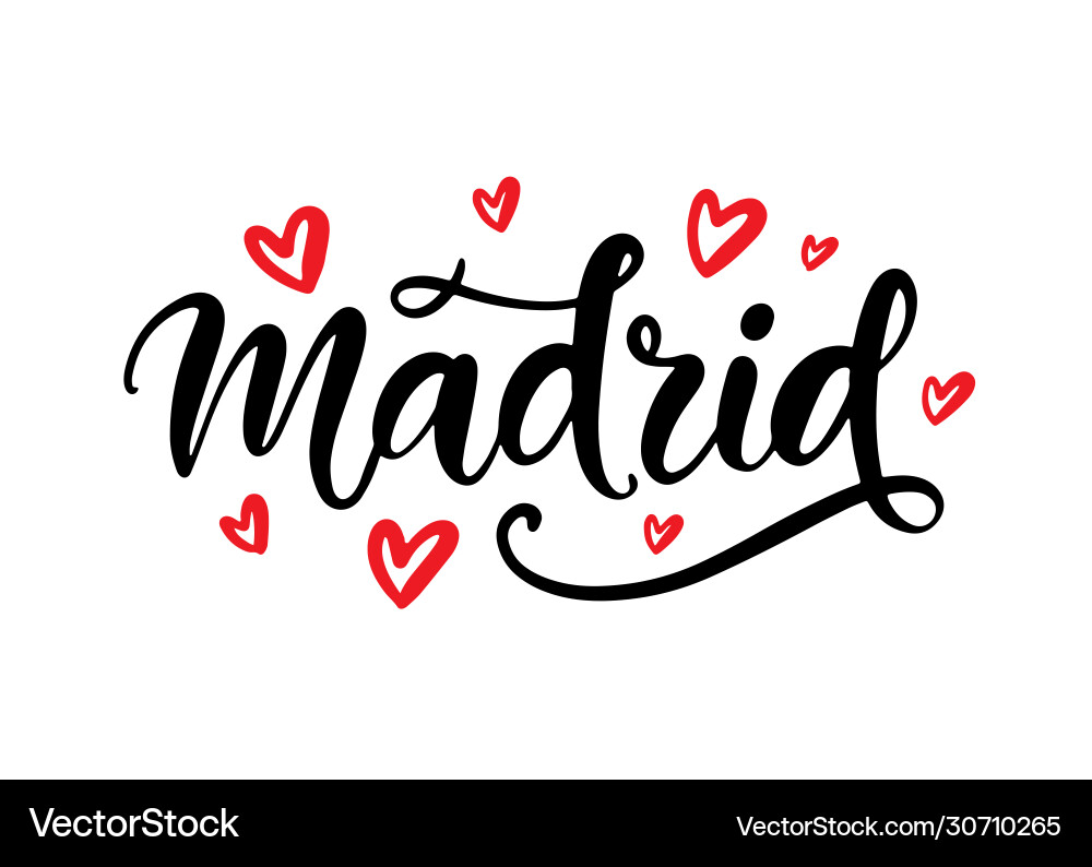 Madrid spain calligraphy modern city lettering Vector Image