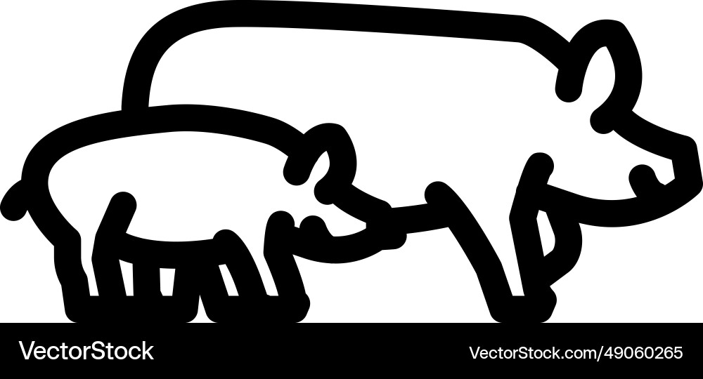 Pig piglets farm line icon Royalty Free Vector Image
