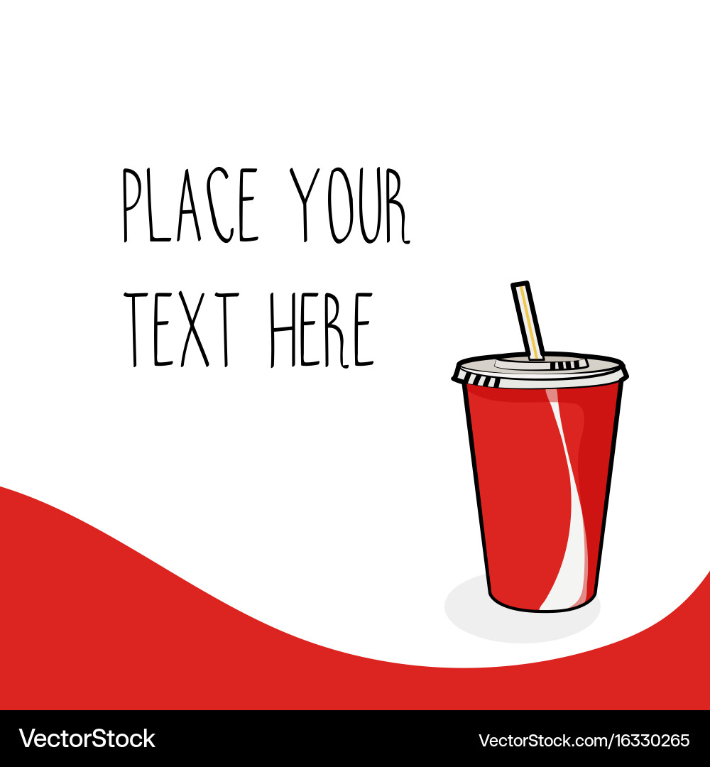 Red template with soda cup Royalty Free Vector Image