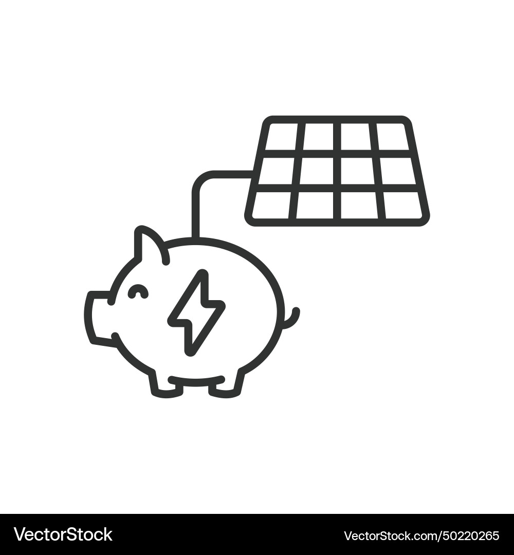Saving solar energy icon in line design Royalty Free Vector