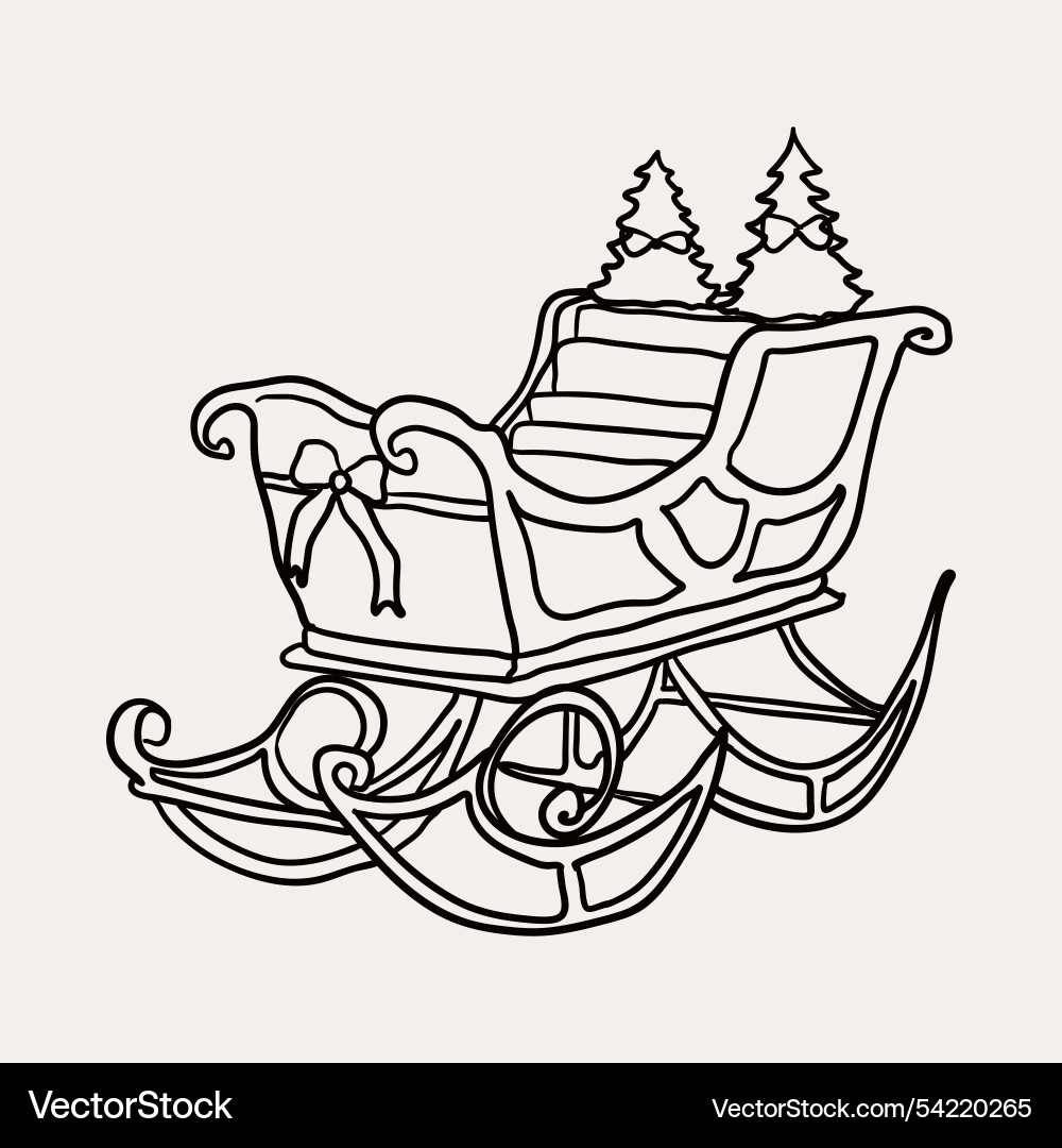 Sleigh christmas decorations hand draw Royalty Free Vector
