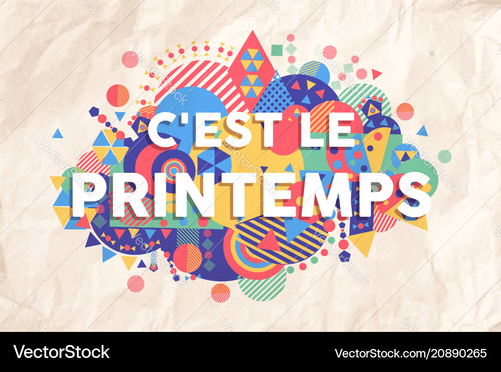 Spring time season text quote in french language Vector Image