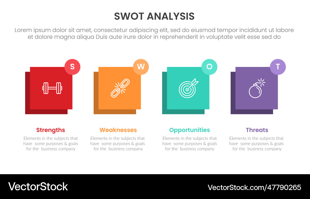 Swot analysis concept with for infographic Vector Image