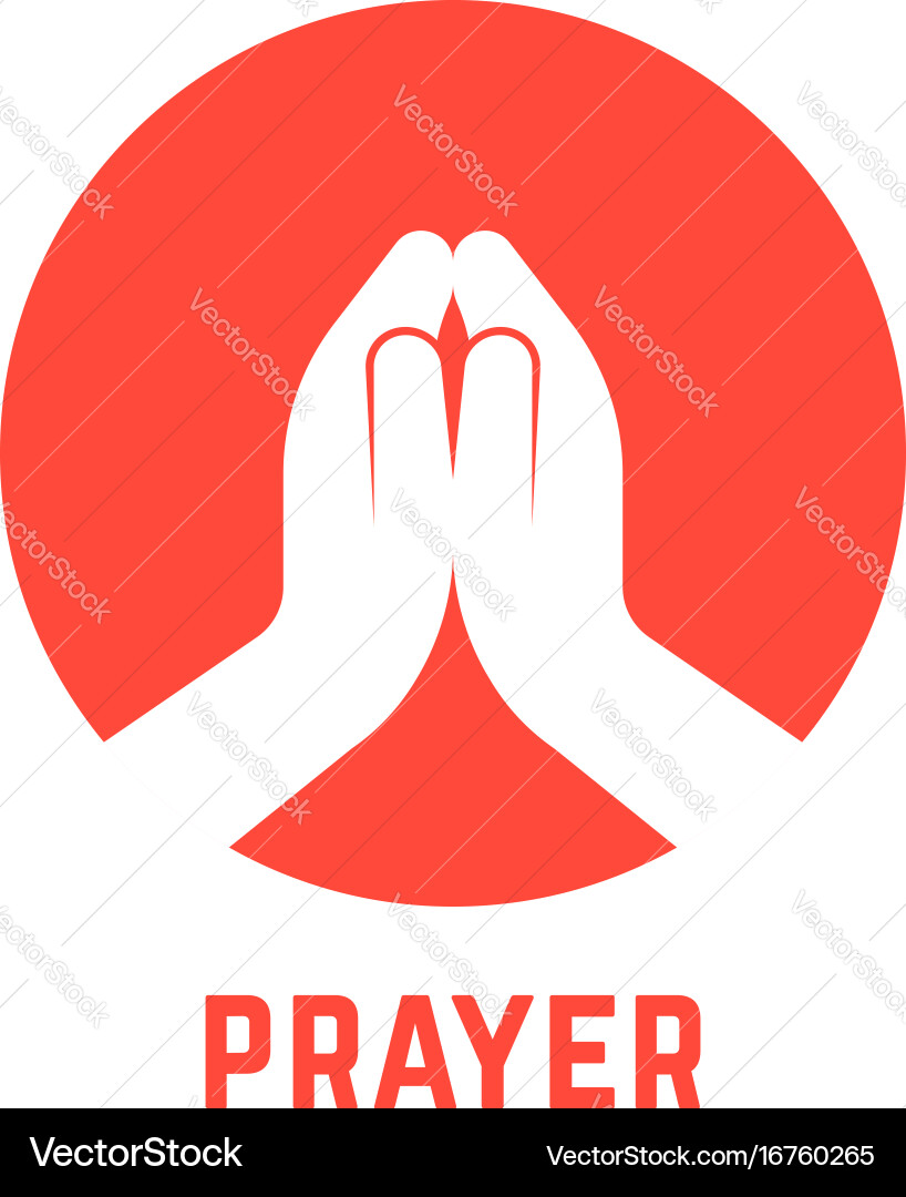 White praying hands in circle Royalty Free Vector Image