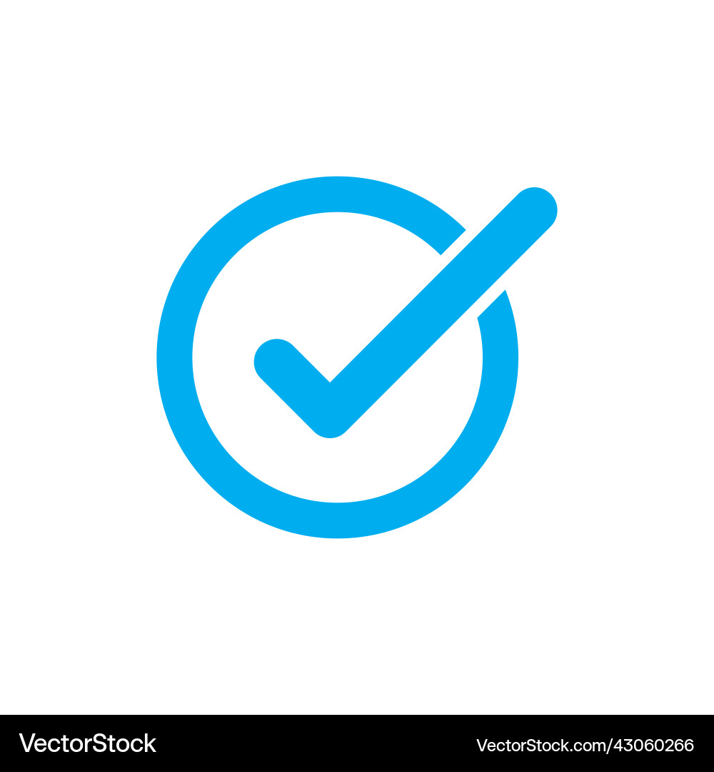 Blue check mark icon or logo Royalty Free Vector Image