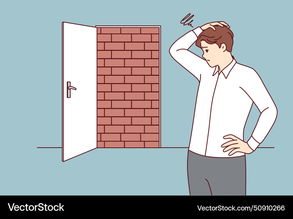 Business man is at dead end looking for way Vector Image