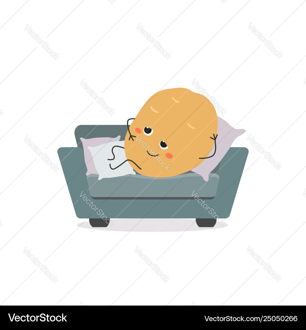 Couch potato funny cartoon character Royalty Free Vector