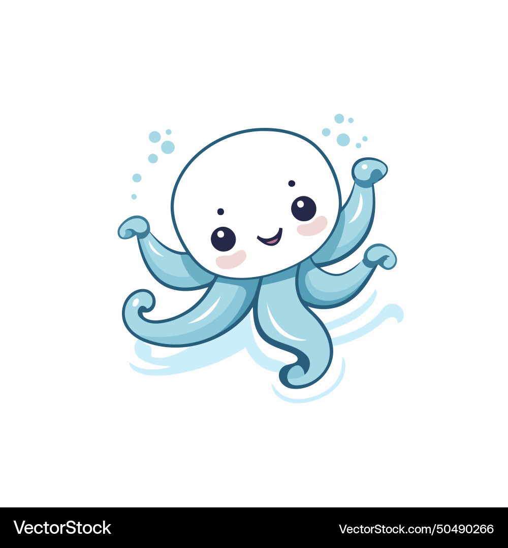Cute cartoon octopus isolated on white background Vector Image