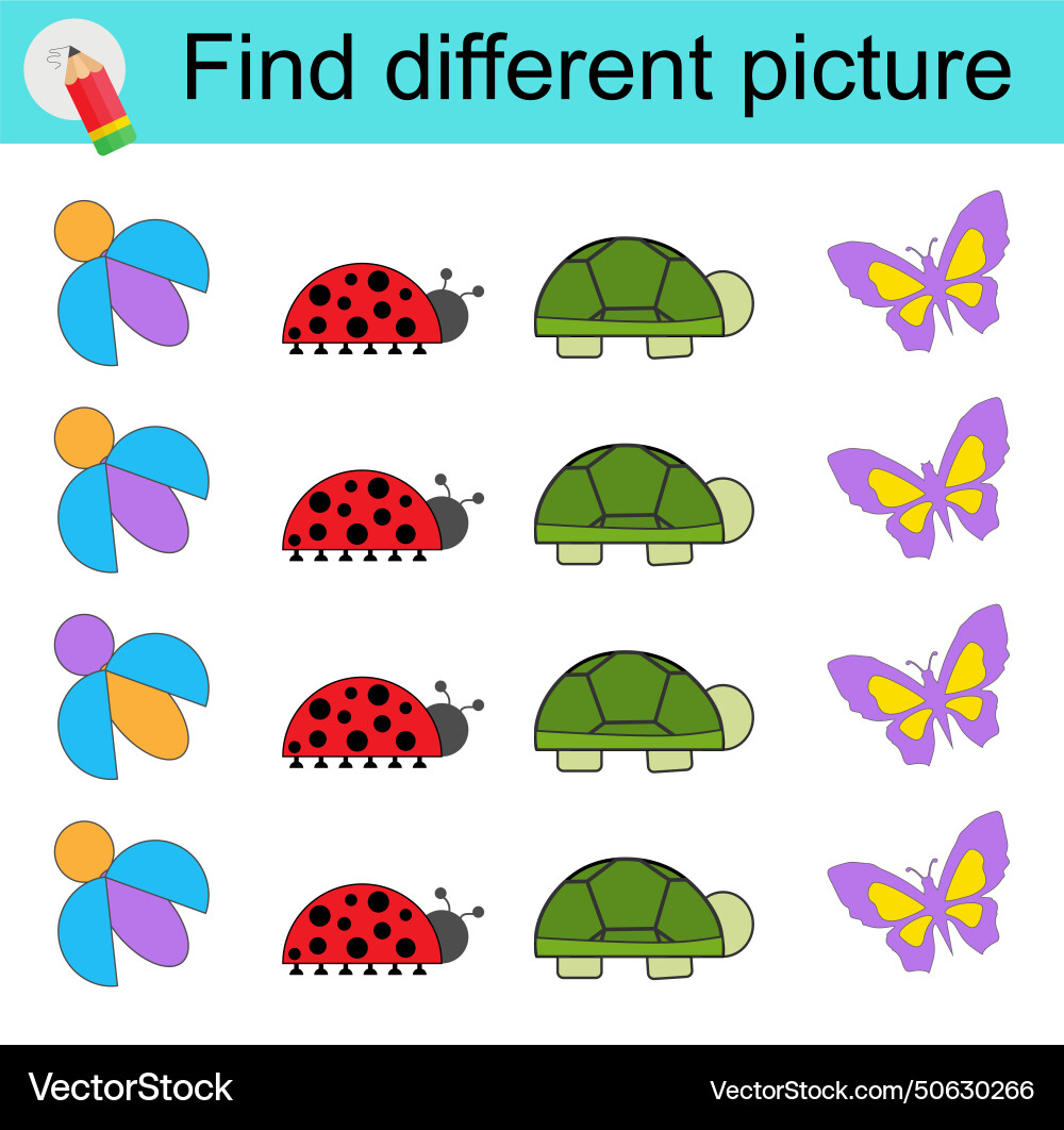 Logic game for children find different picture Vector Image