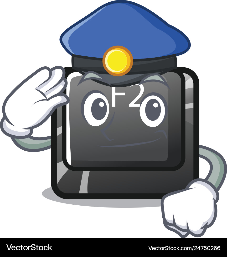 Police button f2 in shape character Royalty Free Vector
