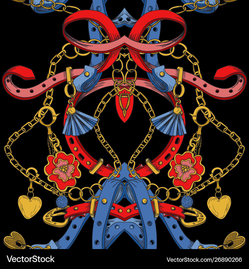 Seamless pattern with belt and chain Royalty Free Vector