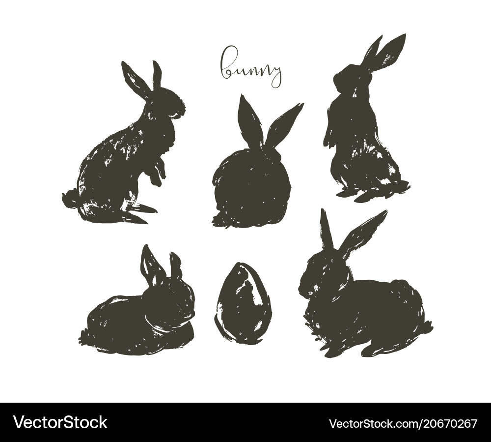 Abstract Bunny Sketch Collection Royalty Free Vector Image