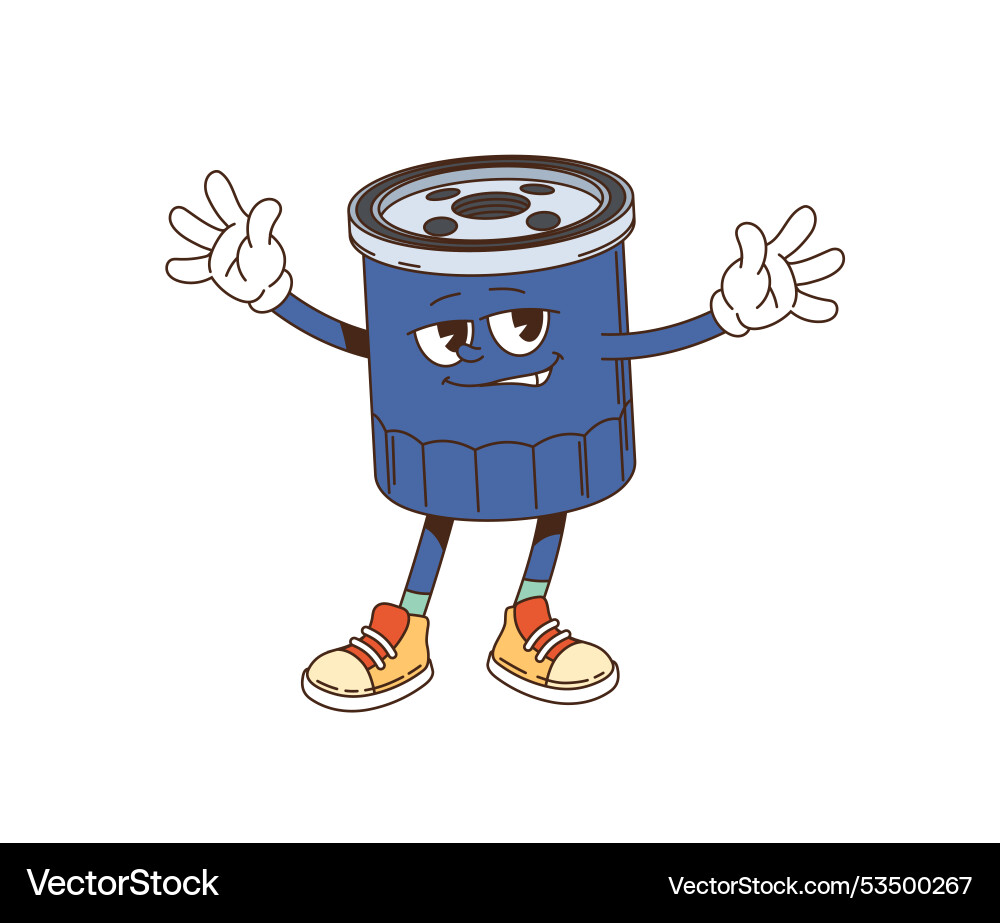 Cartoon groovy filter automobile part character Vector Image