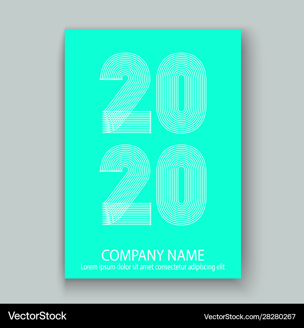 Cover annual report numbers 2020 in thin lines Vector Image