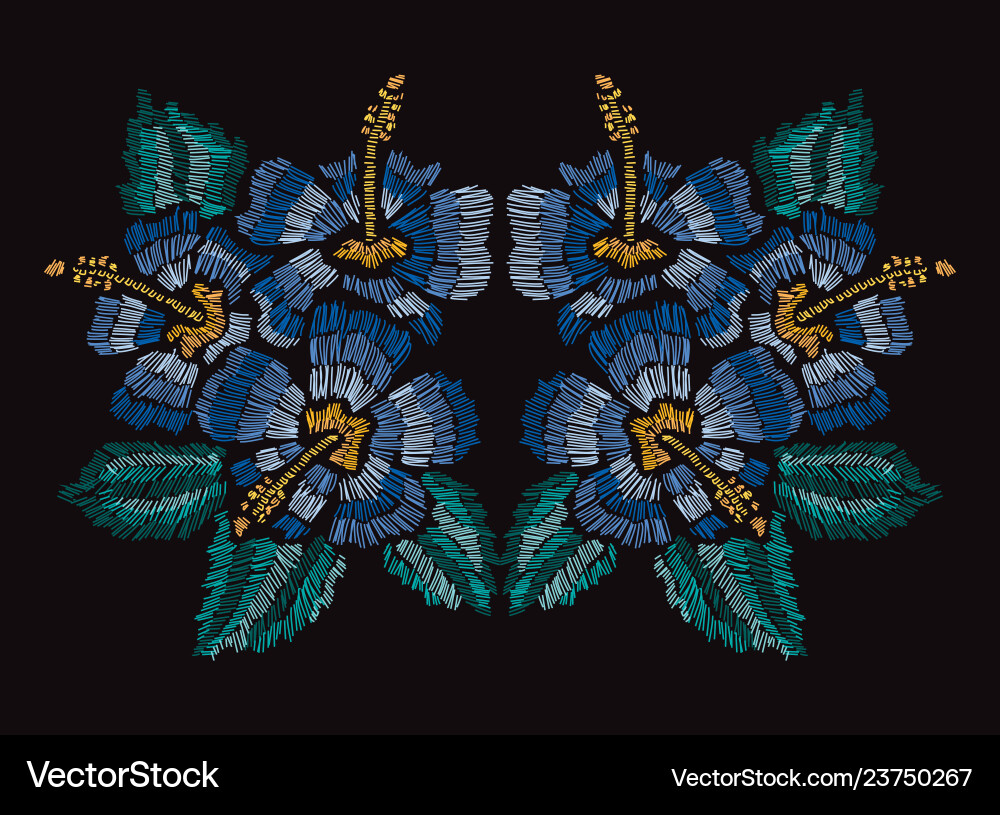 Embroidery floral decoration Royalty Free Vector Image