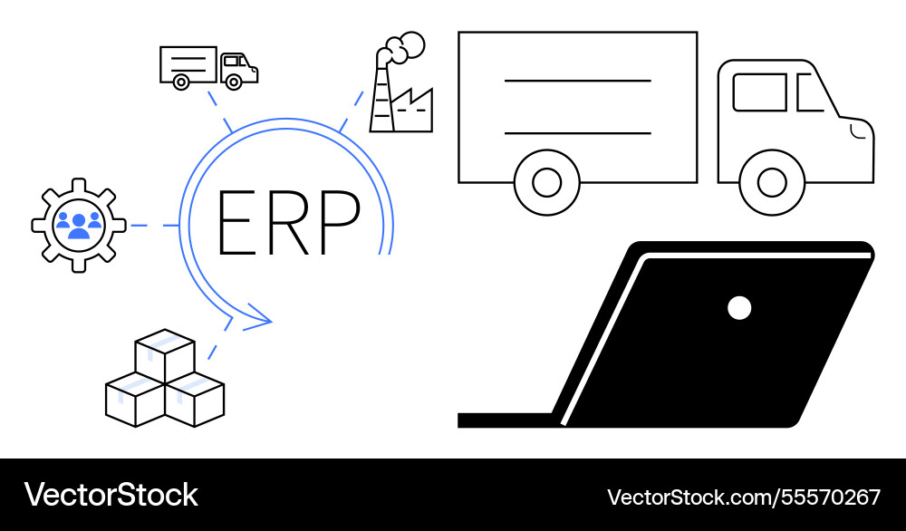 Integration of erp systems with supply chain Vector Image