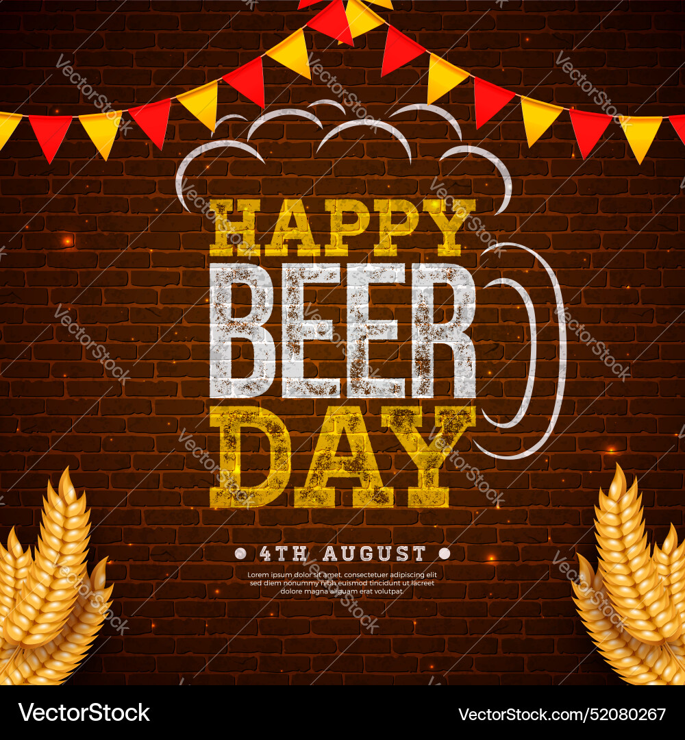 International beer day design with symbols Vector Image
