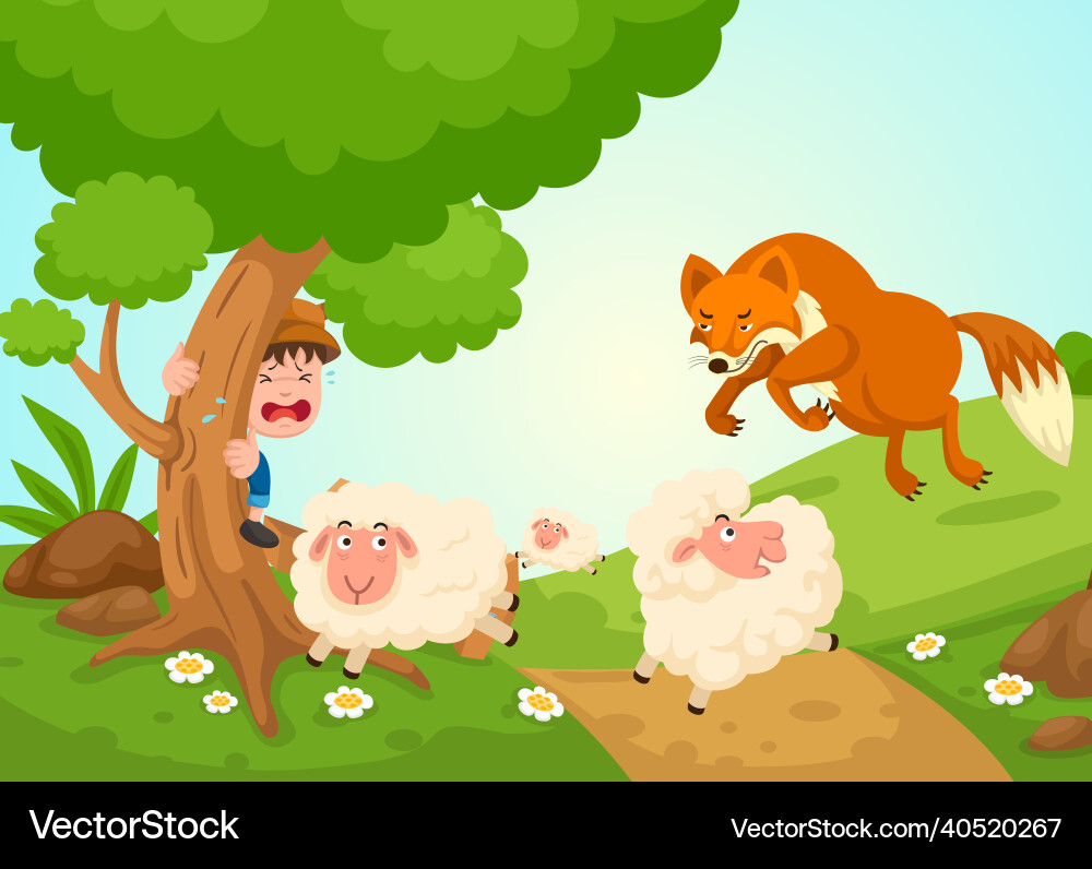 Isolated the shepherd boy fairy tale Royalty Free Vector