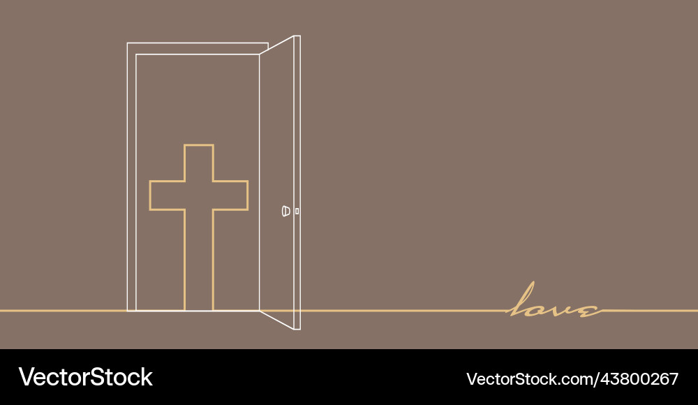 Open door leading to christianity concept Vector Image