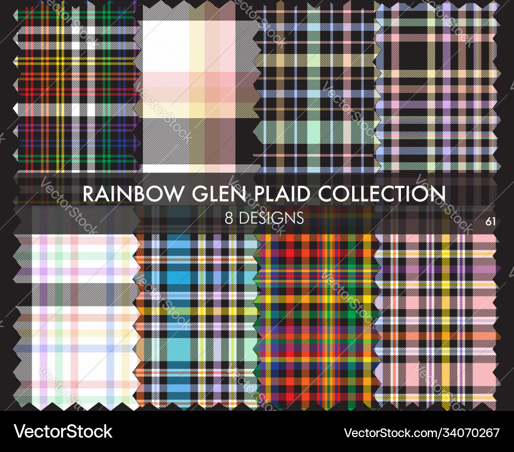 Rainbow glen plaid textured seamless pattern Vector Image