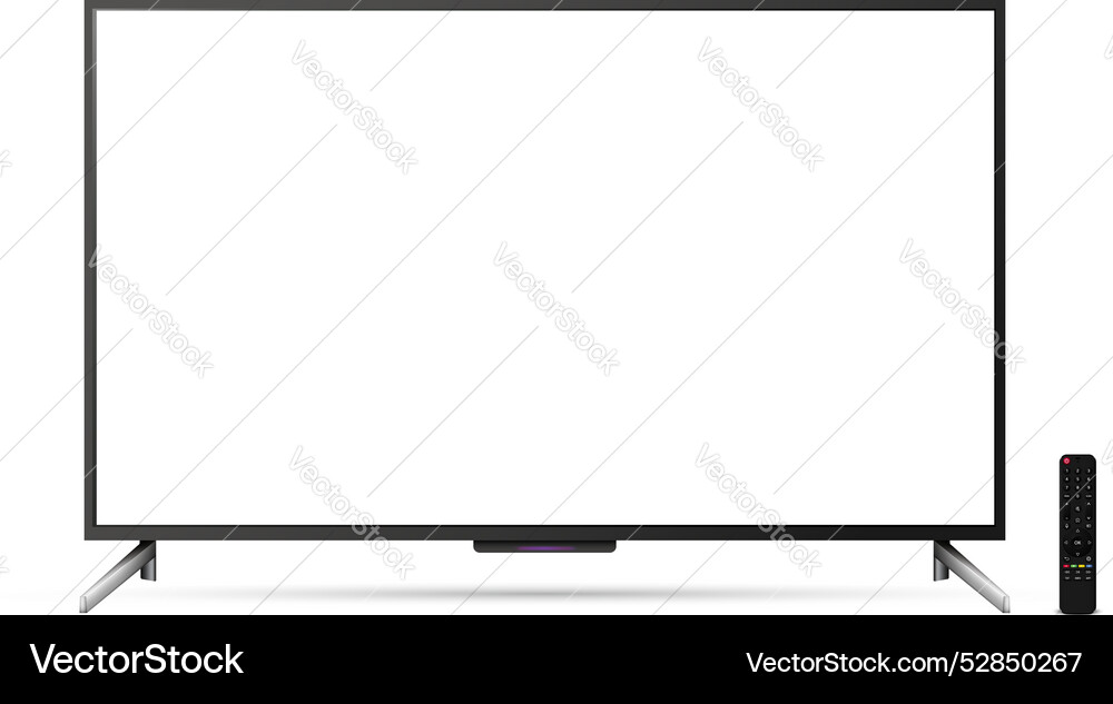 Realistic tv flat screen with remote control Vector Image