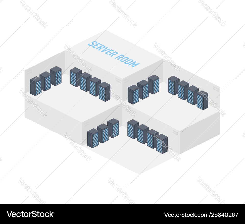 Server room isometric image information storage Vector Image