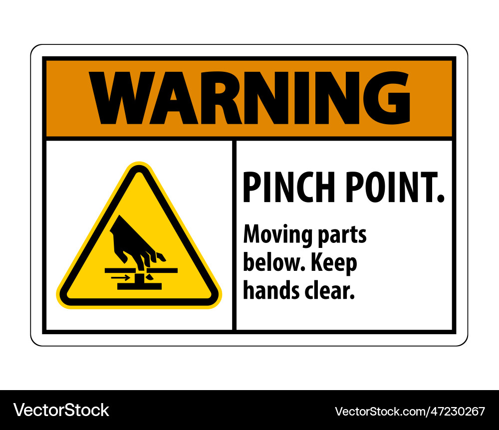 Warning pinch point moving parts below keep hands Vector Image